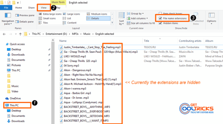 Changing the file name extensions on Windows - Get Cool Tricks